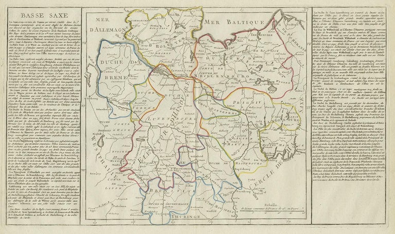 Antique Map of Lower Saxony by Clouet, 1787 For Sale at 1stDibs | lower ...