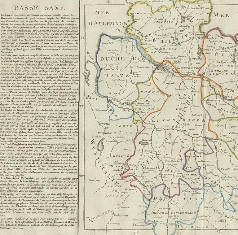 Antique Map of Lower Saxony by Clouet, 1787 For Sale at 1stDibs