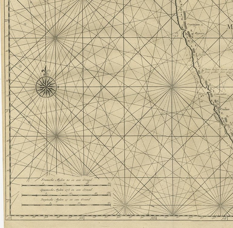 Antique Map of Malabar Coast by Valentijn, 1726 For Sale at 1stDibs