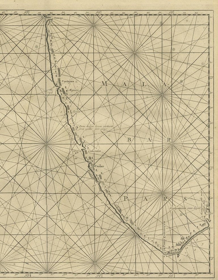 Antique Map of Malabar Coast by Valentijn, 1726 For Sale at 1stDibs