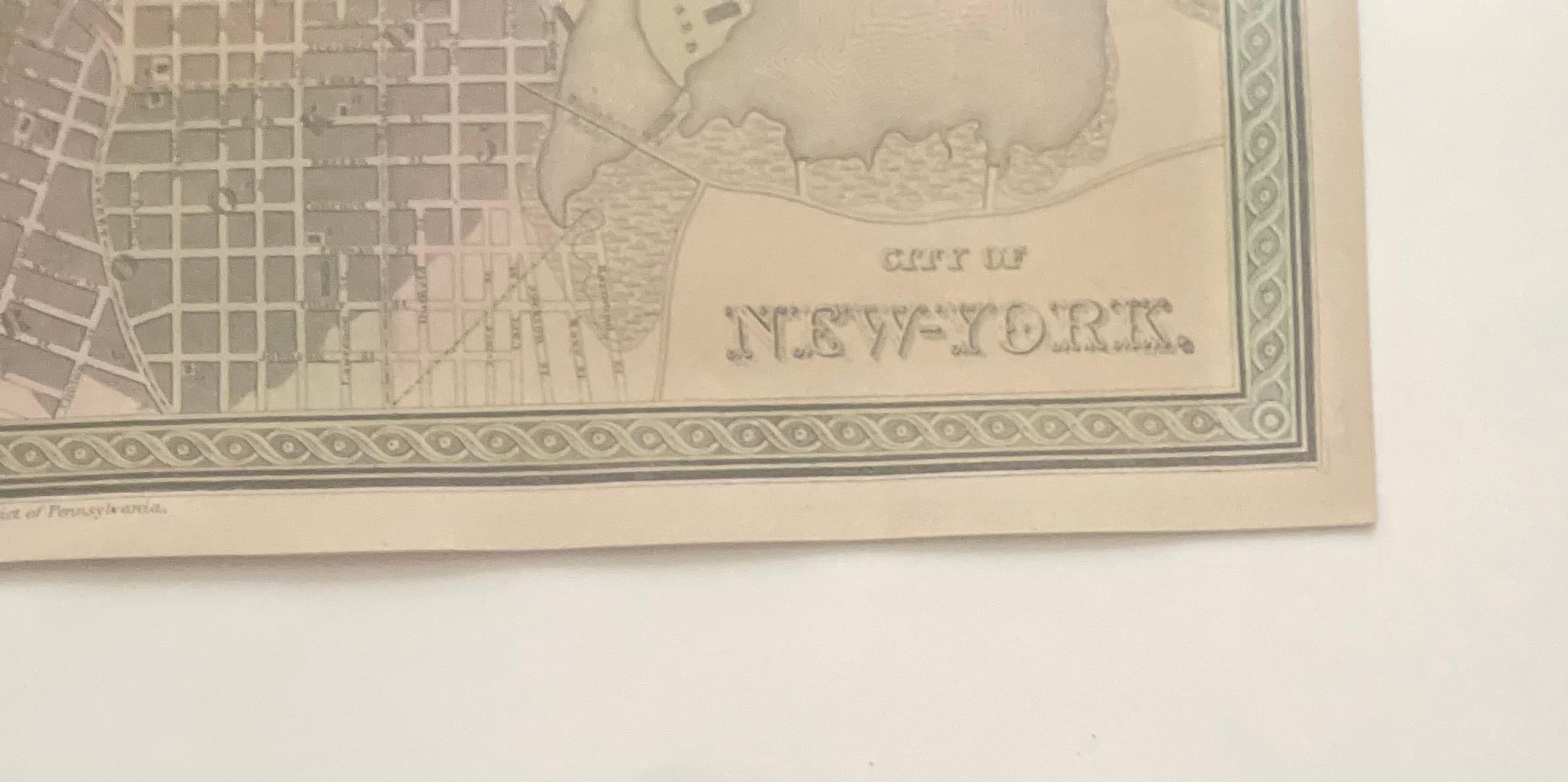 Antique Map of Manhattan, New York City by Thomas Cowperthwait and Co ...