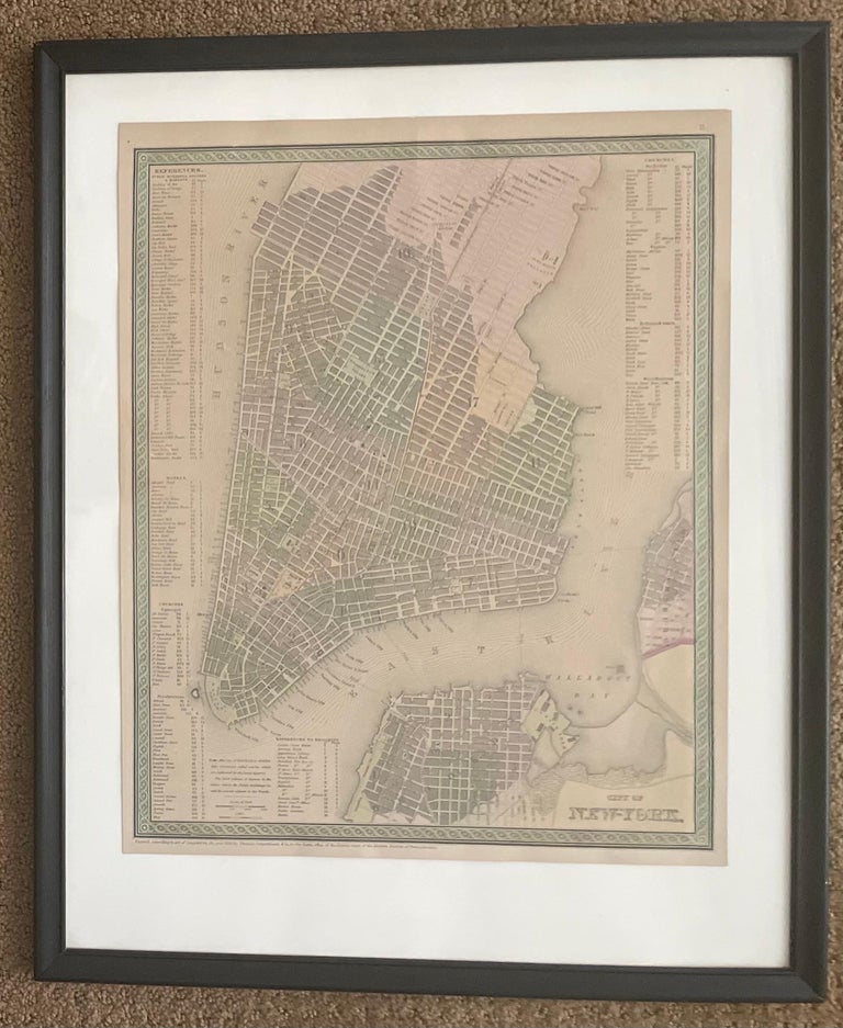 Antique Map of Manhattan, New York City by Thomas Cowperthwait and Co ...