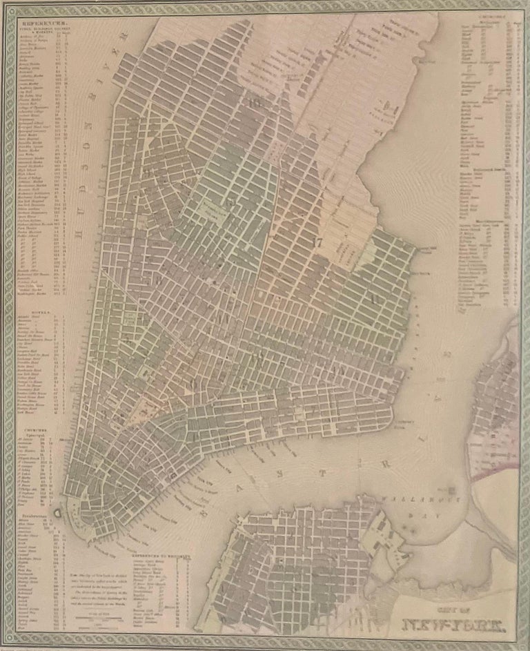 Antique Map of Manhattan, New York City by Thomas Cowperthwait and Co ...