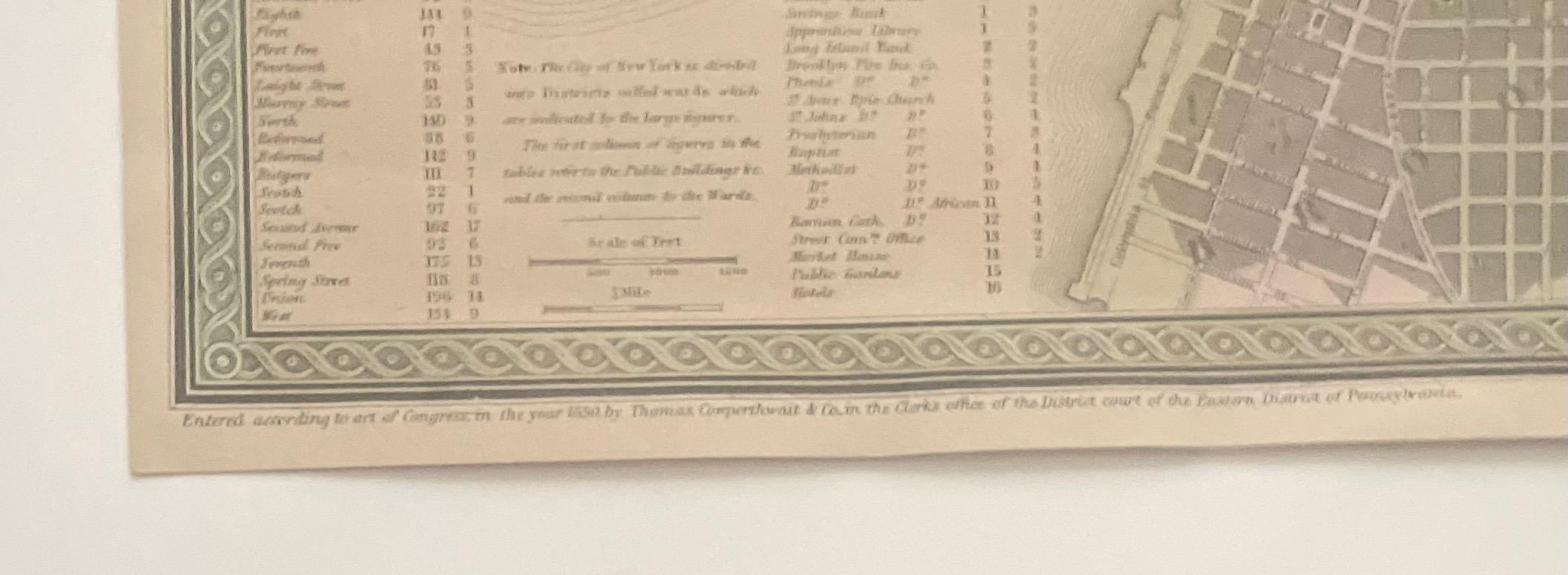 Antique Map of Manhattan, New York City by Thomas Cowperthwait and Co ...