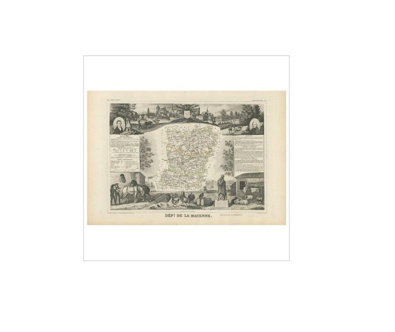 Antique Map of Mayenne ‘France’ by V. Levasseur, 1854 For Sale at 1stDibs