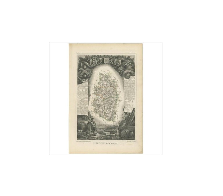Antique Map of Meuse ‘France’ by V. Levasseur, 1854 For Sale at 1stDibs