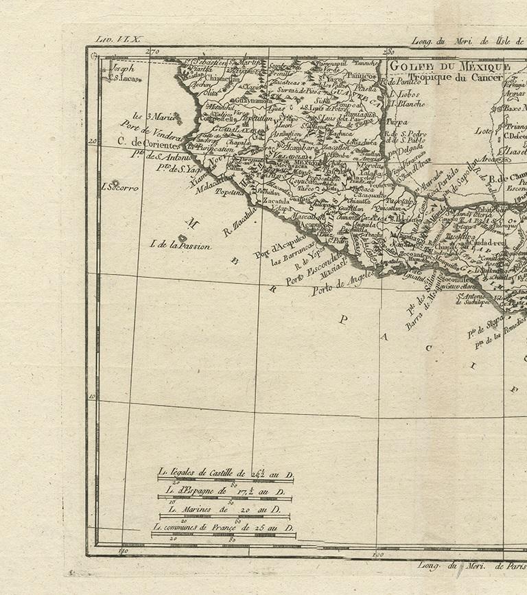 Antique Map of Mexico by R. Bonne, circa 1780 at 1stDibs