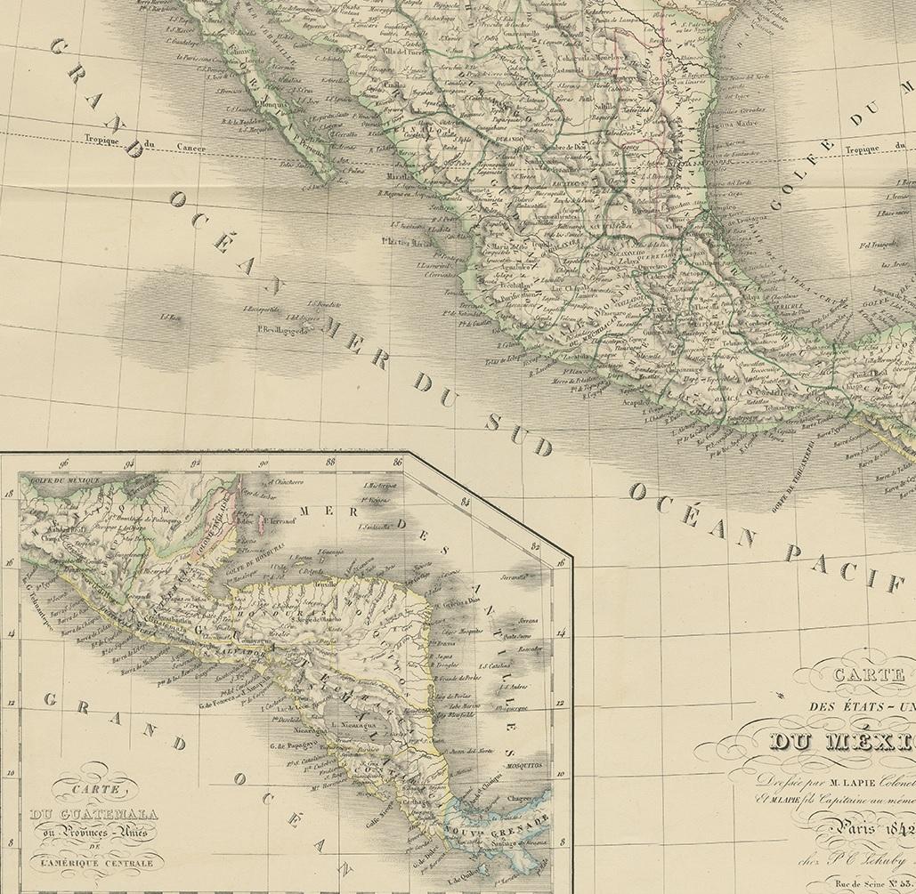 Antique Map of Mexico, Texas and Upper California by Lapie, 1842 at ...