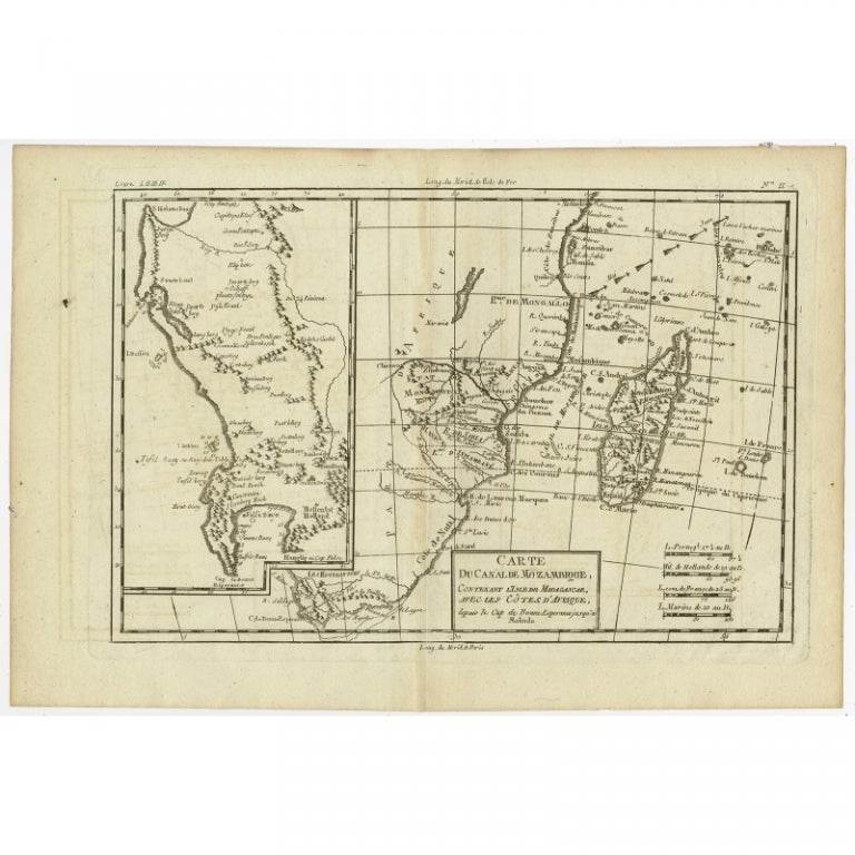 Antique Map of Mozambique Channel with Madagascar and Inset of Cape ...