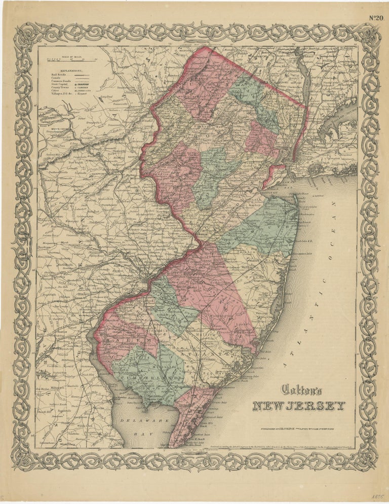 Antique Map of New Jersey For Sale at 1stDibs