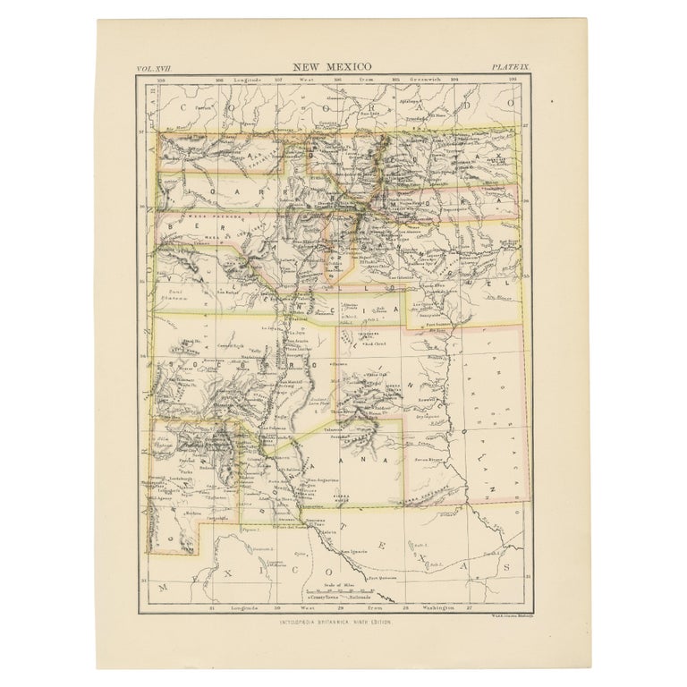 Antique Map of New Mexico at 1stDibs