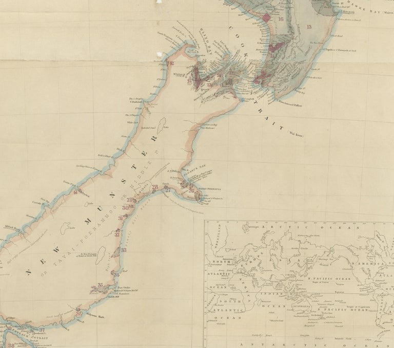 Antique Map of New Zealand by Arrowsmith '1844' For Sale at 1stDibs