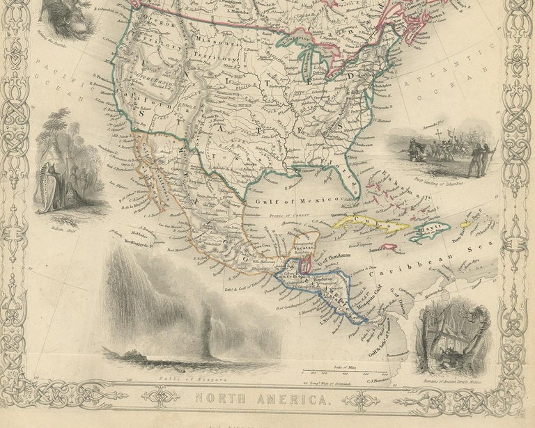 Decorative Antique Map of North America, circa 1860 For Sale at 1stDibs