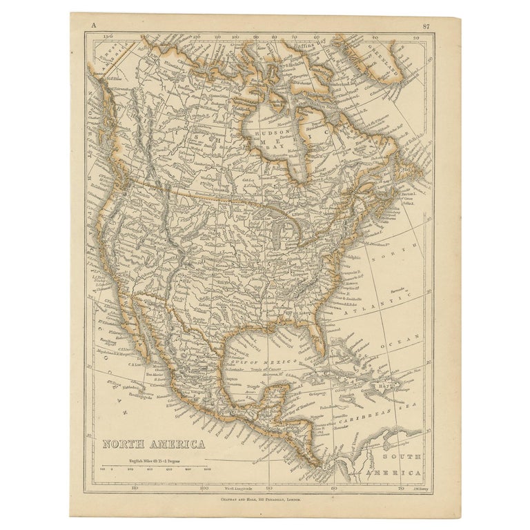 Antique Map of North America by Lowry '1852' For Sale at 1stDibs