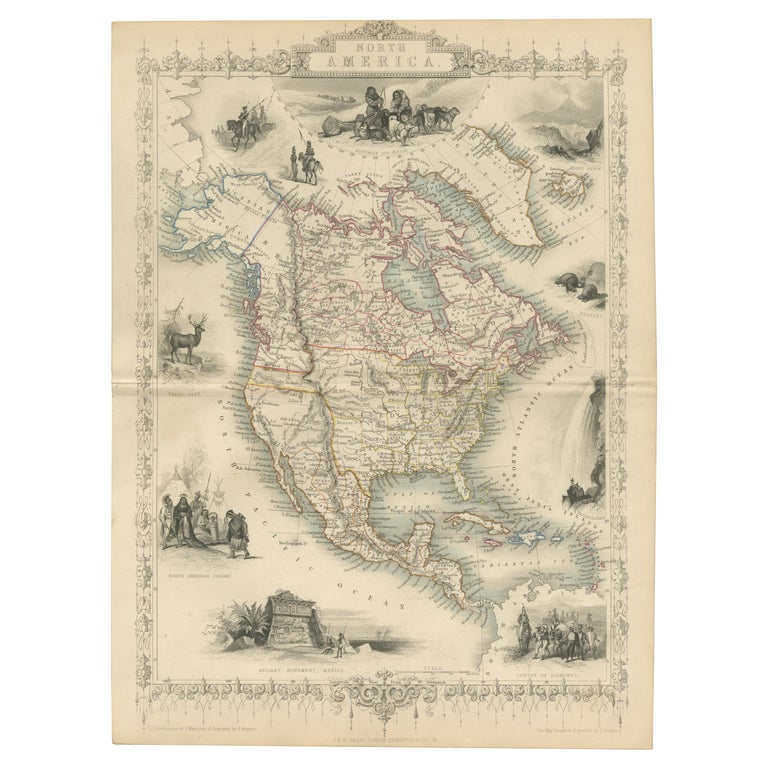 Antique Map of North America by Tallis 'c.1850' at 1stDibs