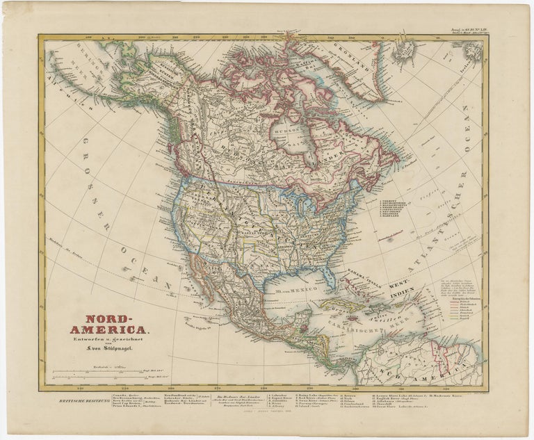Antique Map of North America Including the West Indies For Sale at 1stDibs