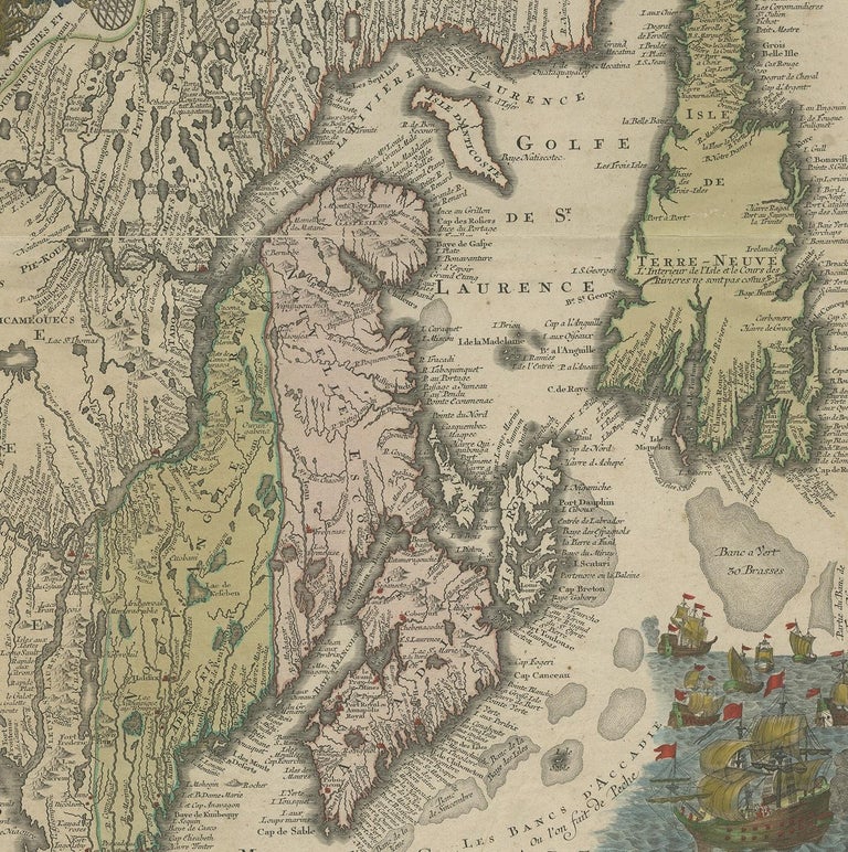 Antique Map of Northeastern Canada by Lotter 'circa 1760' For Sale at ...