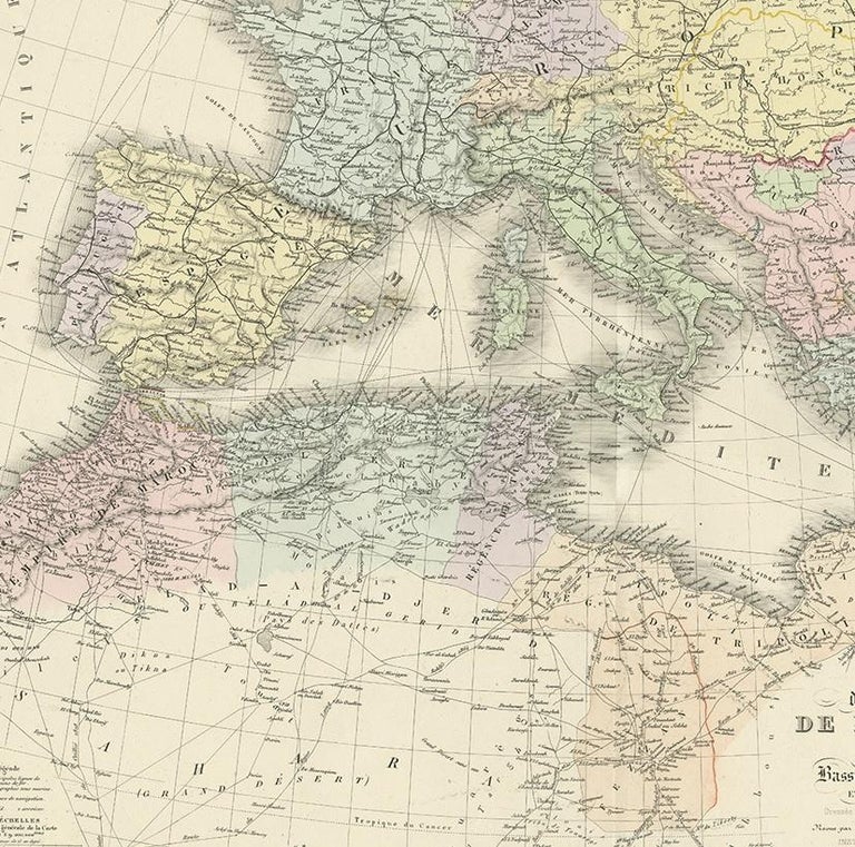 Antique Map of Northern Africa and Southern Europe by Levasseur, '1875 ...