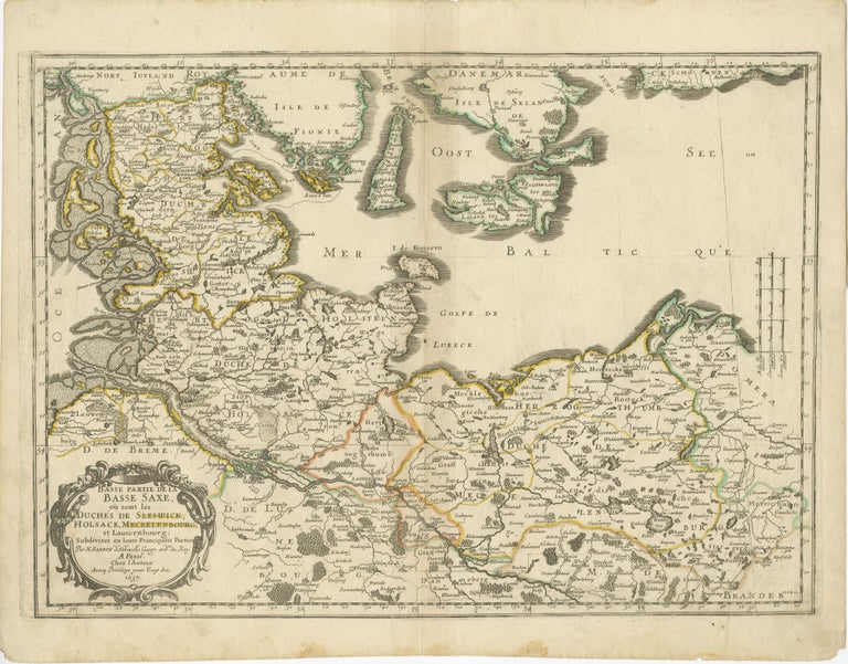Antique Map of Northern Germany, including Schleswig-Holstein and ...