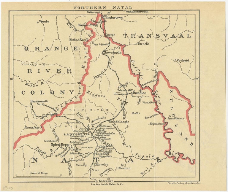 Antique Map of Northern Natal by Stanford, 1900 For Sale at 1stDibs