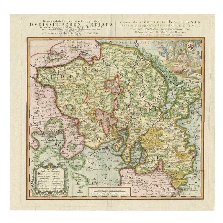 Antique Map of Oberlausitz by Homann Erben, '1746' For Sale at 1stDibs