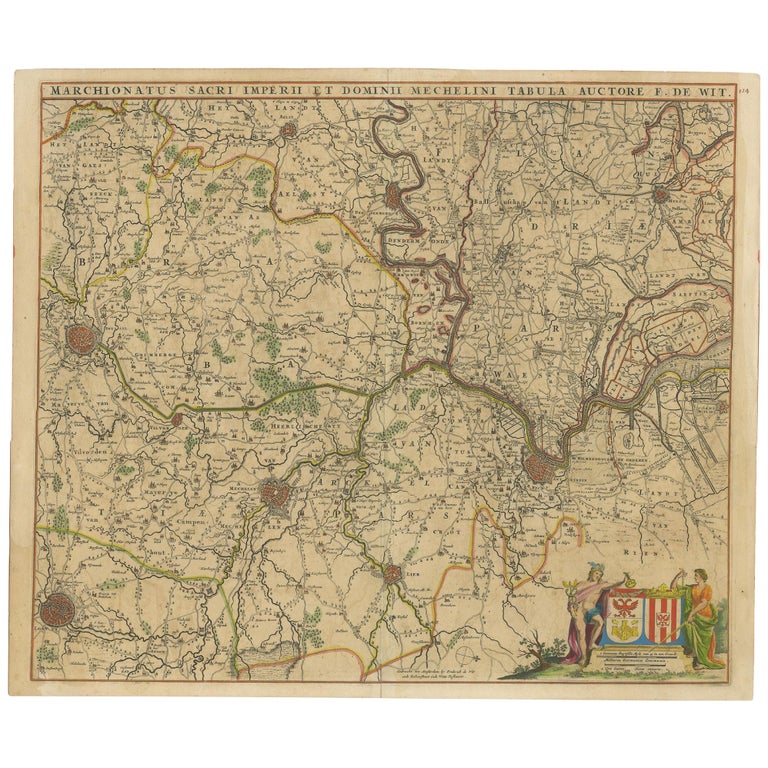 Antique Map of Part of Flanders 'Belgium' by F. de Wit 'circa 1680' For ...