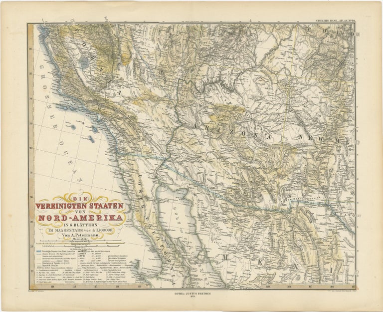 Antique Map of Part of the United States Including Lower California and ...