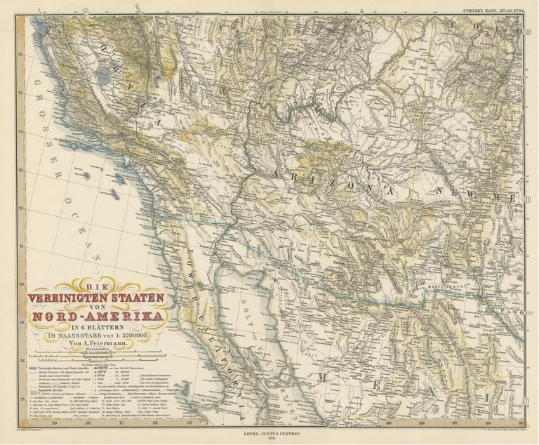 Antique Map of Part of the United States Including Lower California and ...