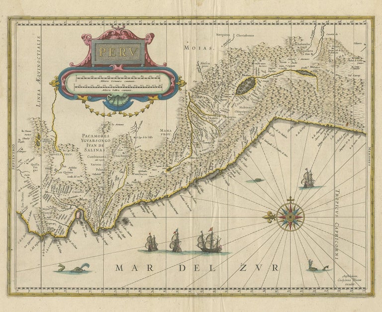 Antique Map of Peru by Blaeu, circa 1645 For Sale at 1stDibs