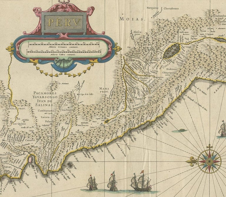 Antique Map of Peru by Blaeu, circa 1645 For Sale at 1stDibs