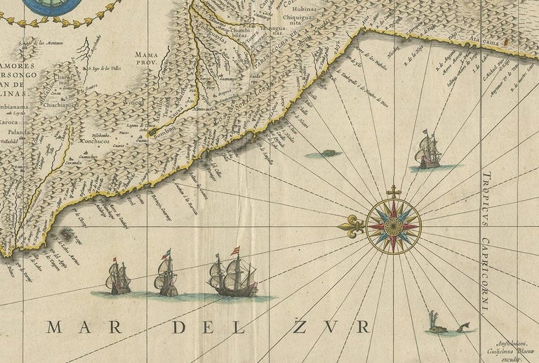 Antique Map of Peru by Blaeu, circa 1645 For Sale at 1stDibs