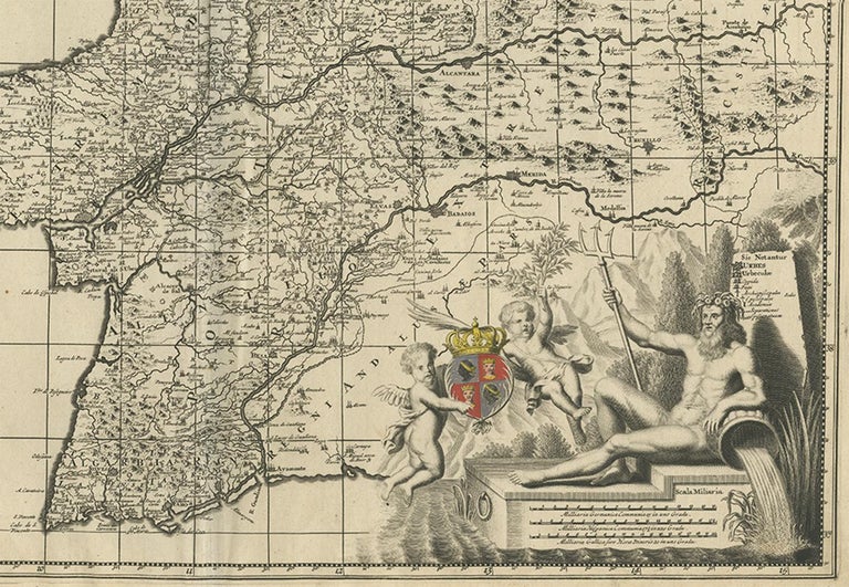 Antique Map of Portugal by J. De Ram, circa 1680 For Sale at 1stDibs