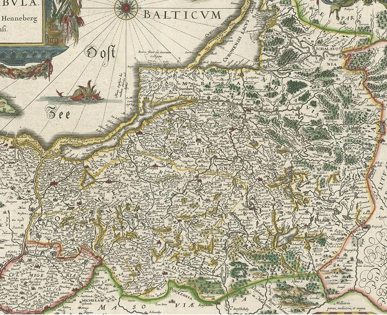 Antique Map of Prussia by Blaeu, circa 1635 For Sale at 1stDibs
