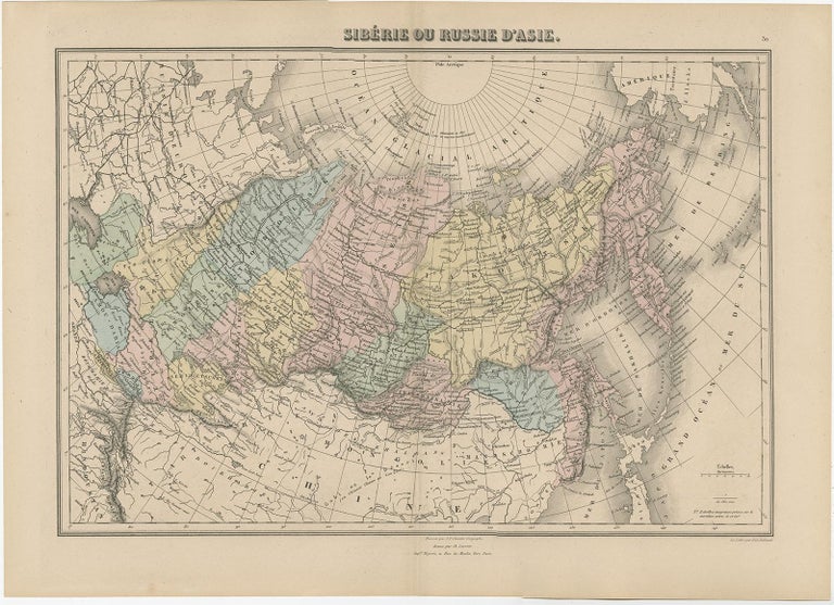 Antique Map of Russia in Asia, ca.1885 For Sale at 1stDibs