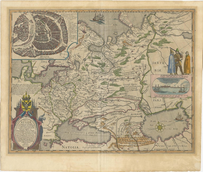 Antique Map of Russia, with Inset of Moscow and Plan of ...