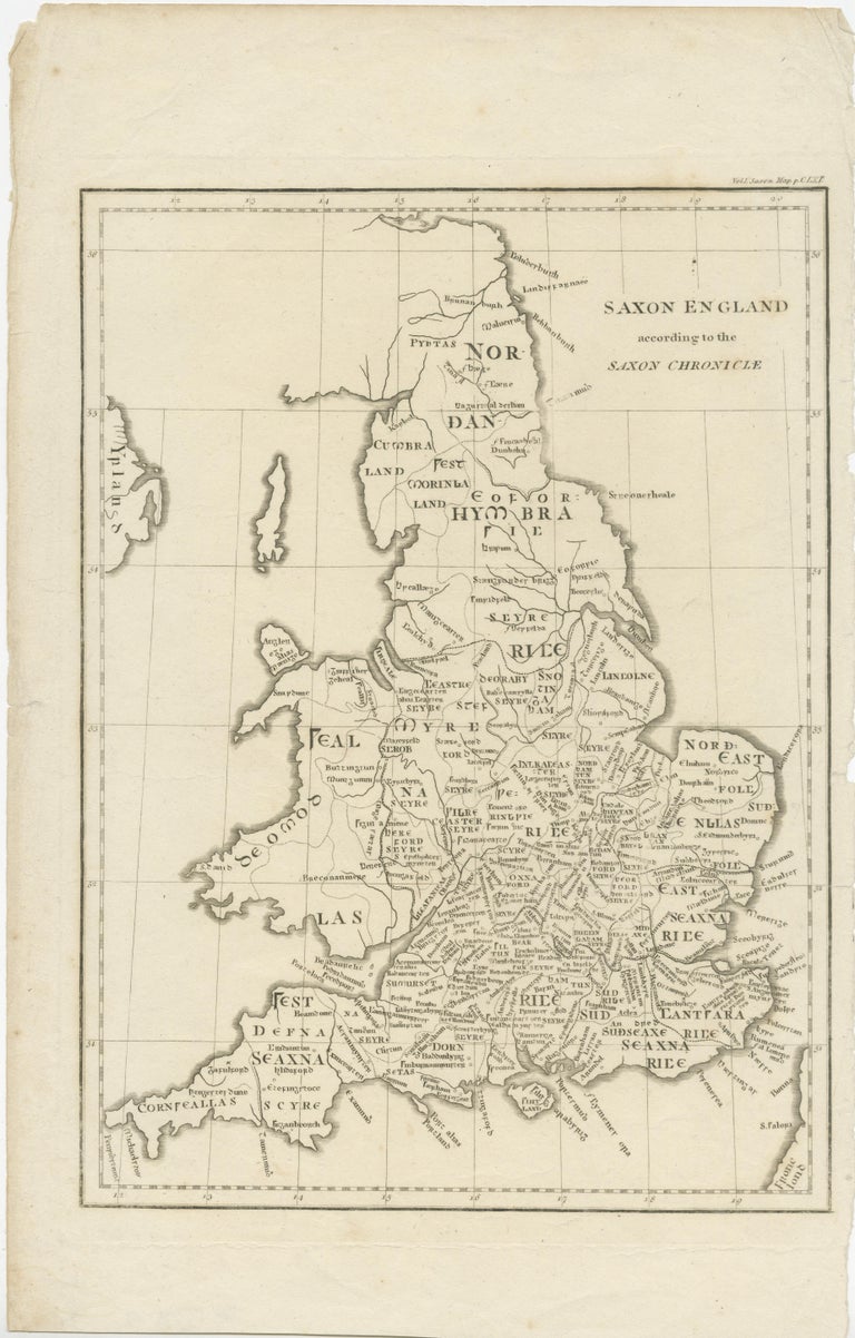 Antique Map of Saxon England according to the Anglo-Saxon Chronicle For ...