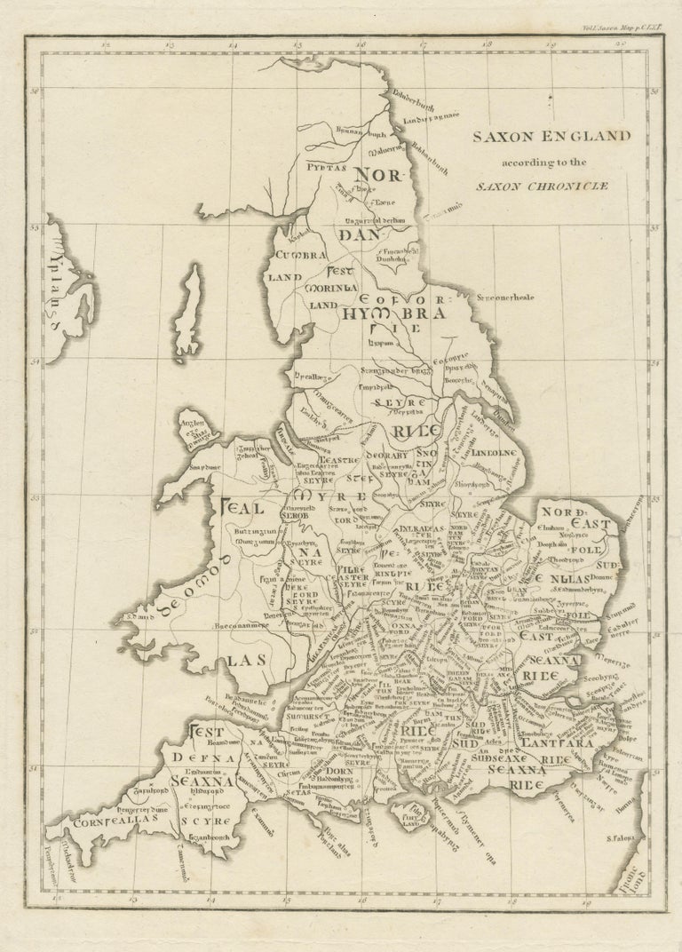 Antique Map of Saxon England according to the Anglo-Saxon Chronicle For ...