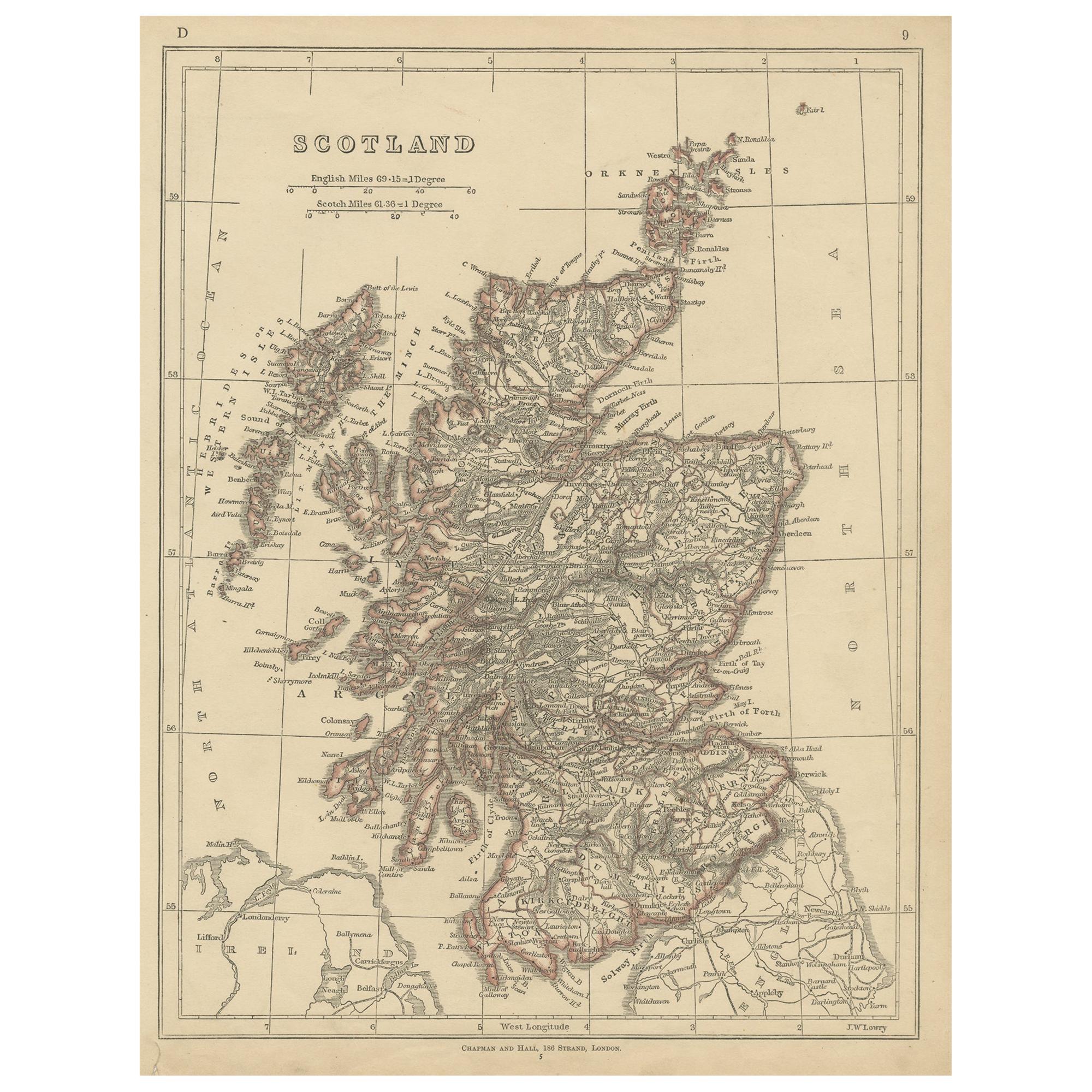 Antique Map of Scotland by Lowry, '1852' at 1stDibs