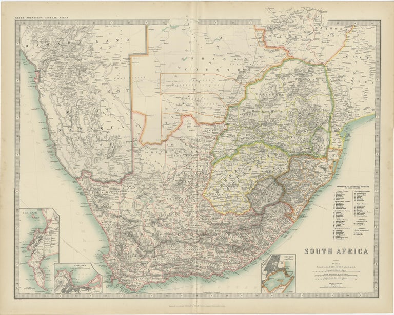 Antique Map of South Africa by Johnston (1909) For Sale at 1stDibs