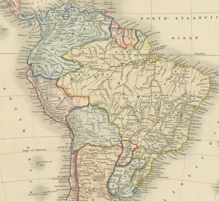 Antique Map of South America by Dower, ‘circa 1845’ For Sale at 1stDibs