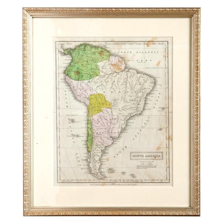 Antique Map of South America in Roma Frame For Sale at 1stDibs