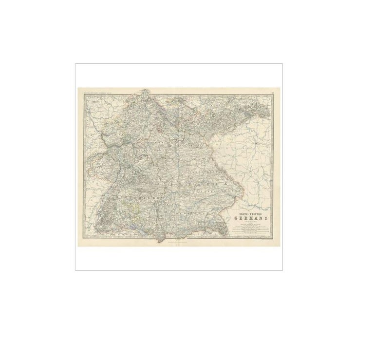 Antique Map of South-Western Germany by A.K. Johnston, 1865 For Sale at ...