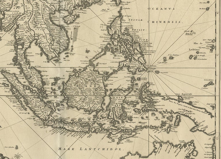 Antique Map of Southeast Asia 'India, Indonesia' by N. Visscher, circa 1670 For Sale at 1stDibs