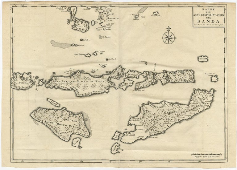 Antique Map of Sumba, Flores and Timor and Part of Banda, Indonesia ...