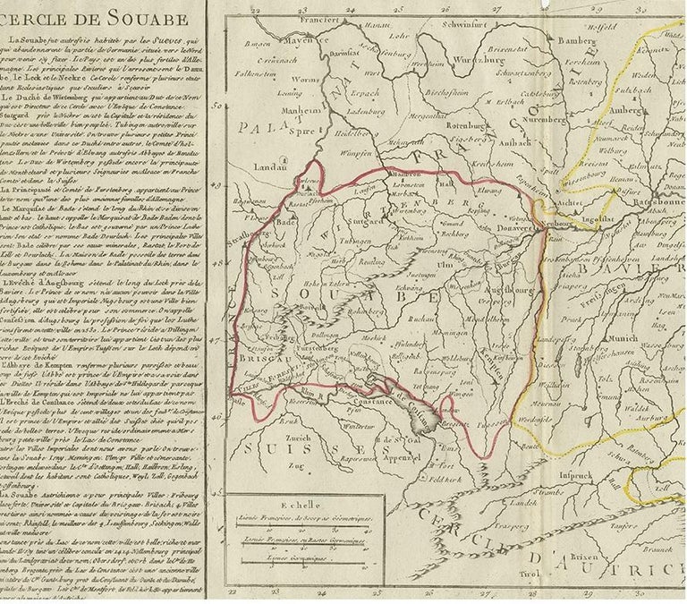 Antique Map of Swabia by Clouet, '1787' For Sale at 1stDibs