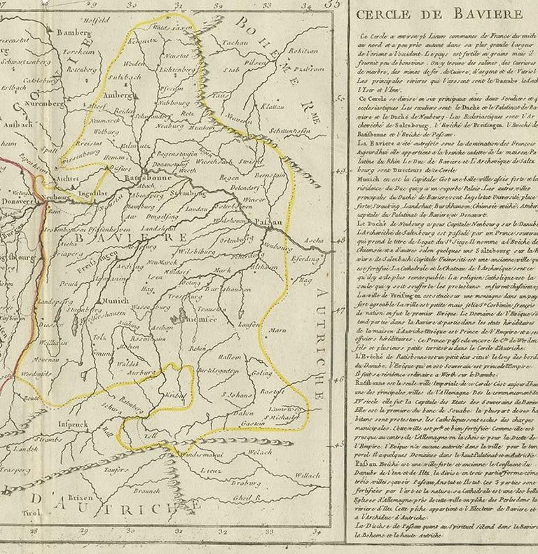Antique Map of Swabia by Clouet, '1787' For Sale at 1stDibs