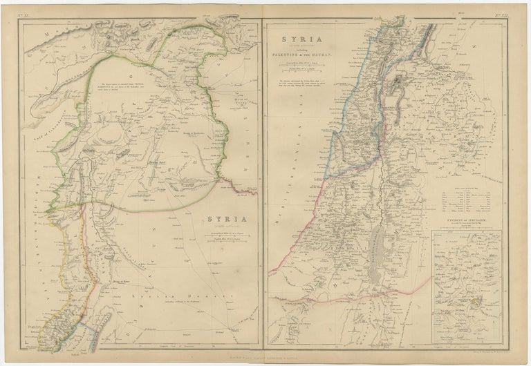 Antique Map of Syria, North and South Division by W. G. Blackie, 1859 ...