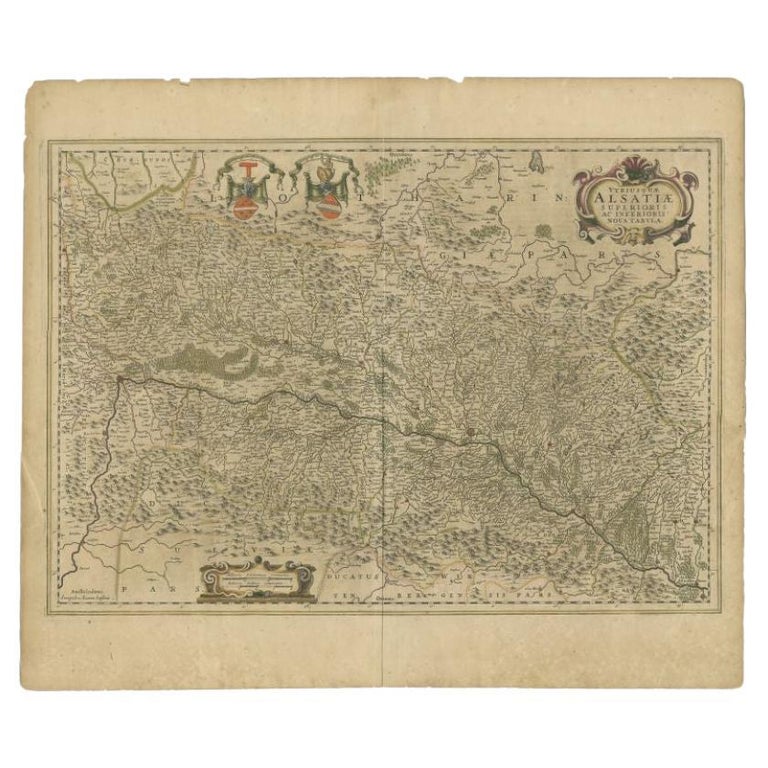 Antique Map of the Alsace Region of France by Janssonius, c.1650 For ...
