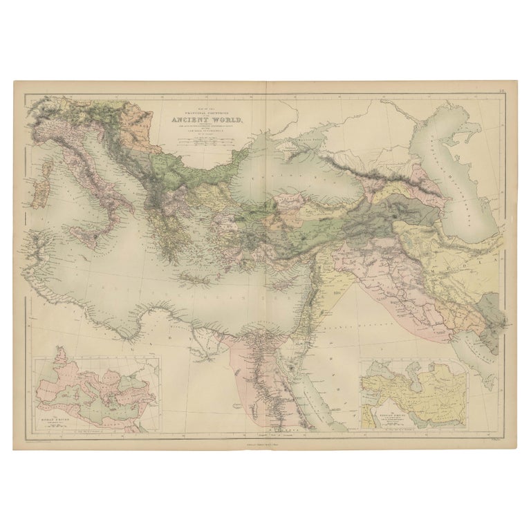 Antique Map of the Ancient World by A and C. Black, 1870 at 1stDibs