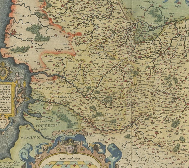 Antique Map of the Artois Region of France by Ortelius, 'circa 1590 ...